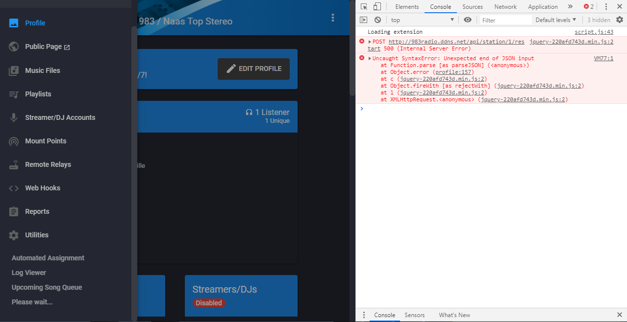 Can't restart broadcasting or apply changes · Issue #1888 · AzuraCast ...