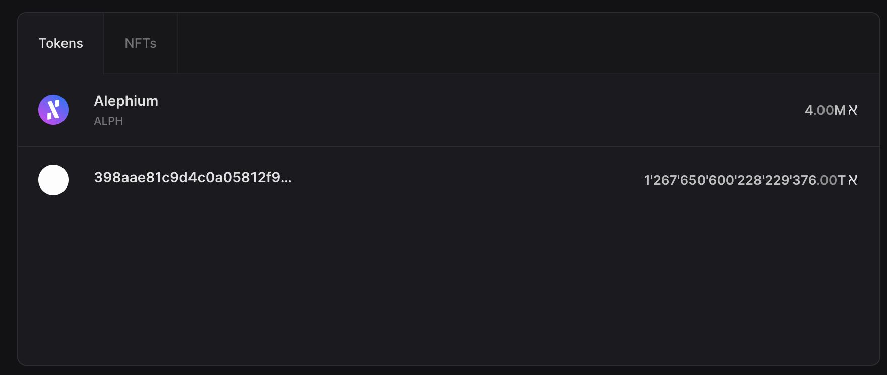 AssetList: allow to show/hide unknown tokens · Issue #556 · alephium/desktop-wallet · GitHub