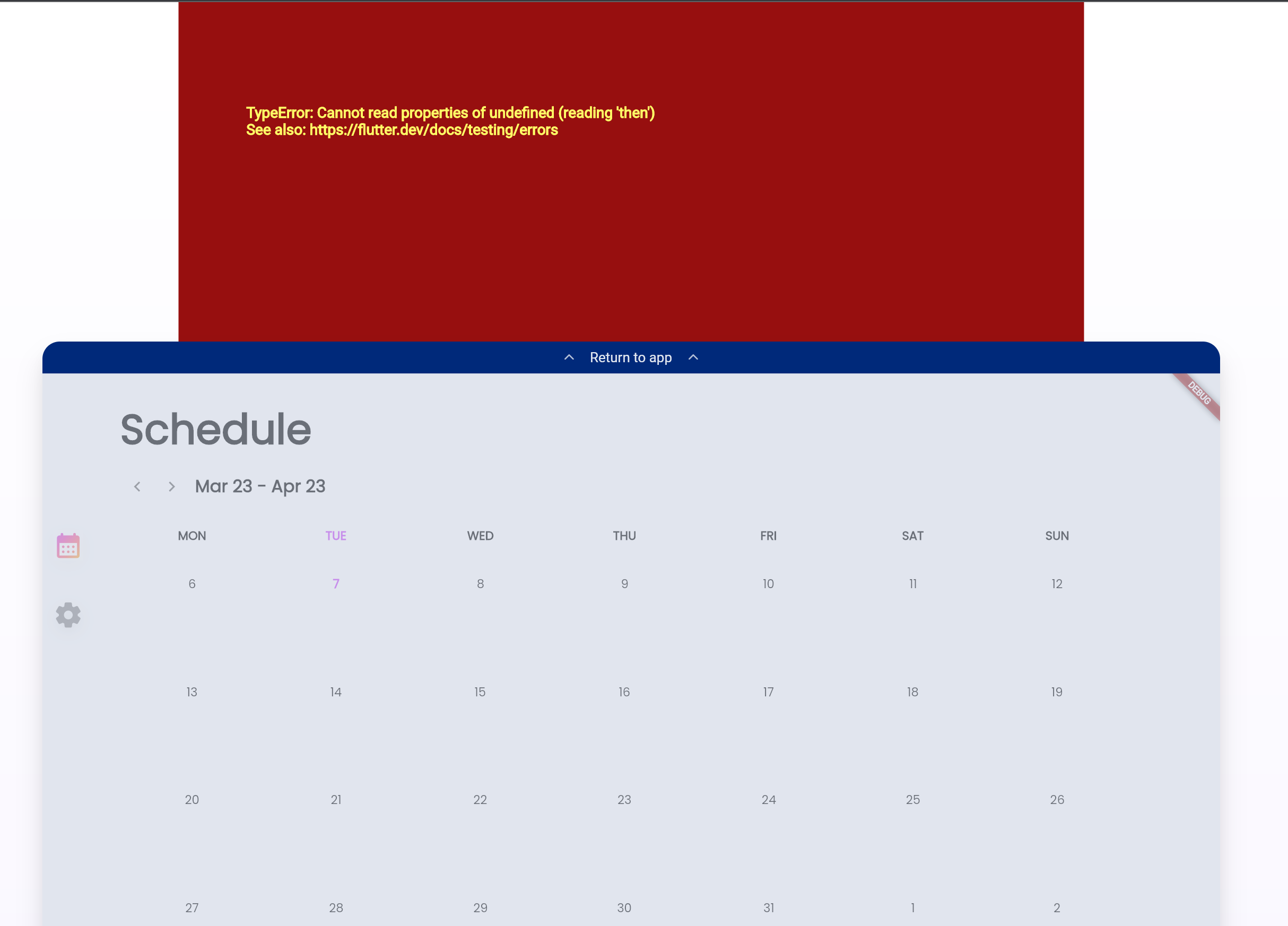 Another exception was thrown: TypeError: Cannot read properties of ...