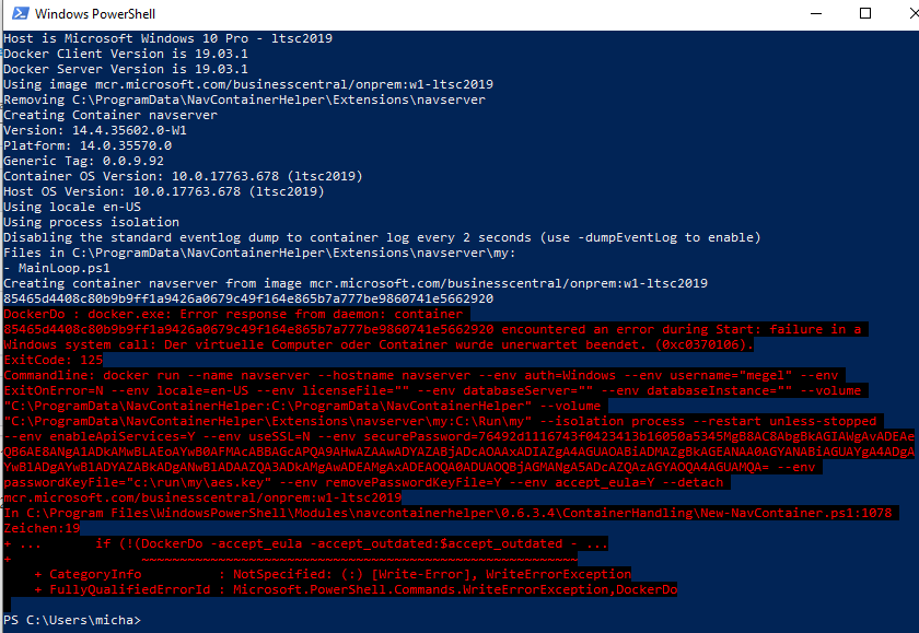 New-NavContainer fails on Windows 10 · Issue #598 · microsoft/navcontainerhelper · GitHub