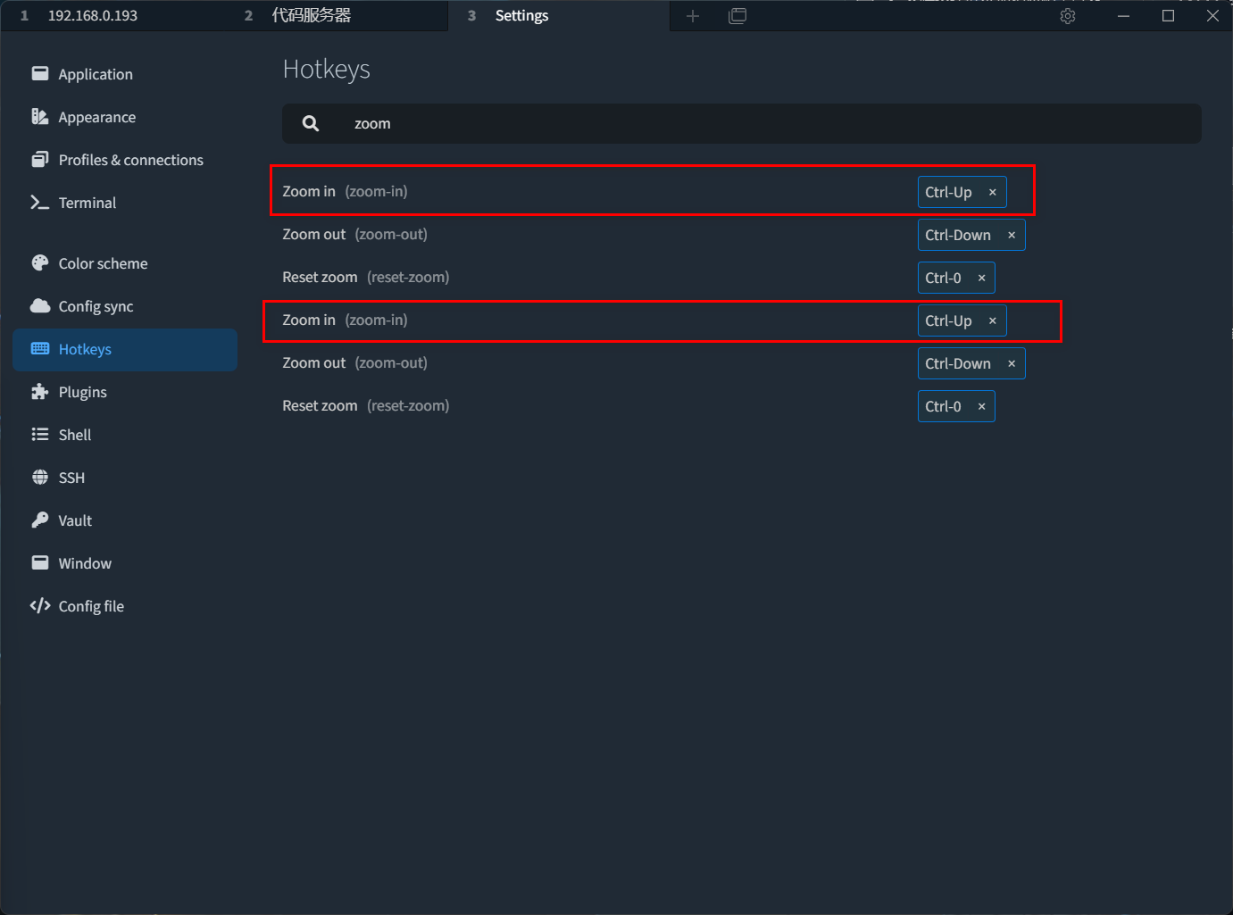 Hotkeys has double zoom in config item with v1.0.168 · Issue #5201 · Eugeny/tabby · GitHub