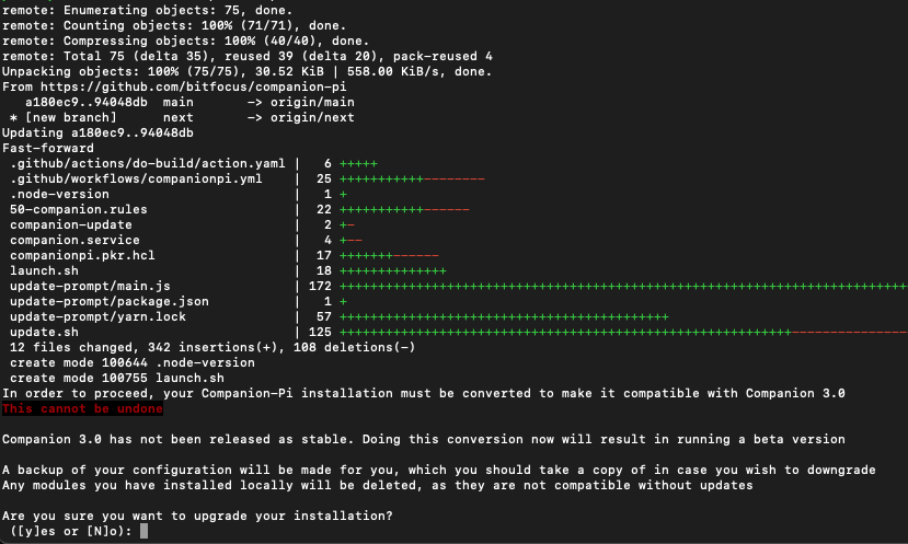 [BUG] Companion *PI* should not be recommending upgrades to 2.4.2 ...