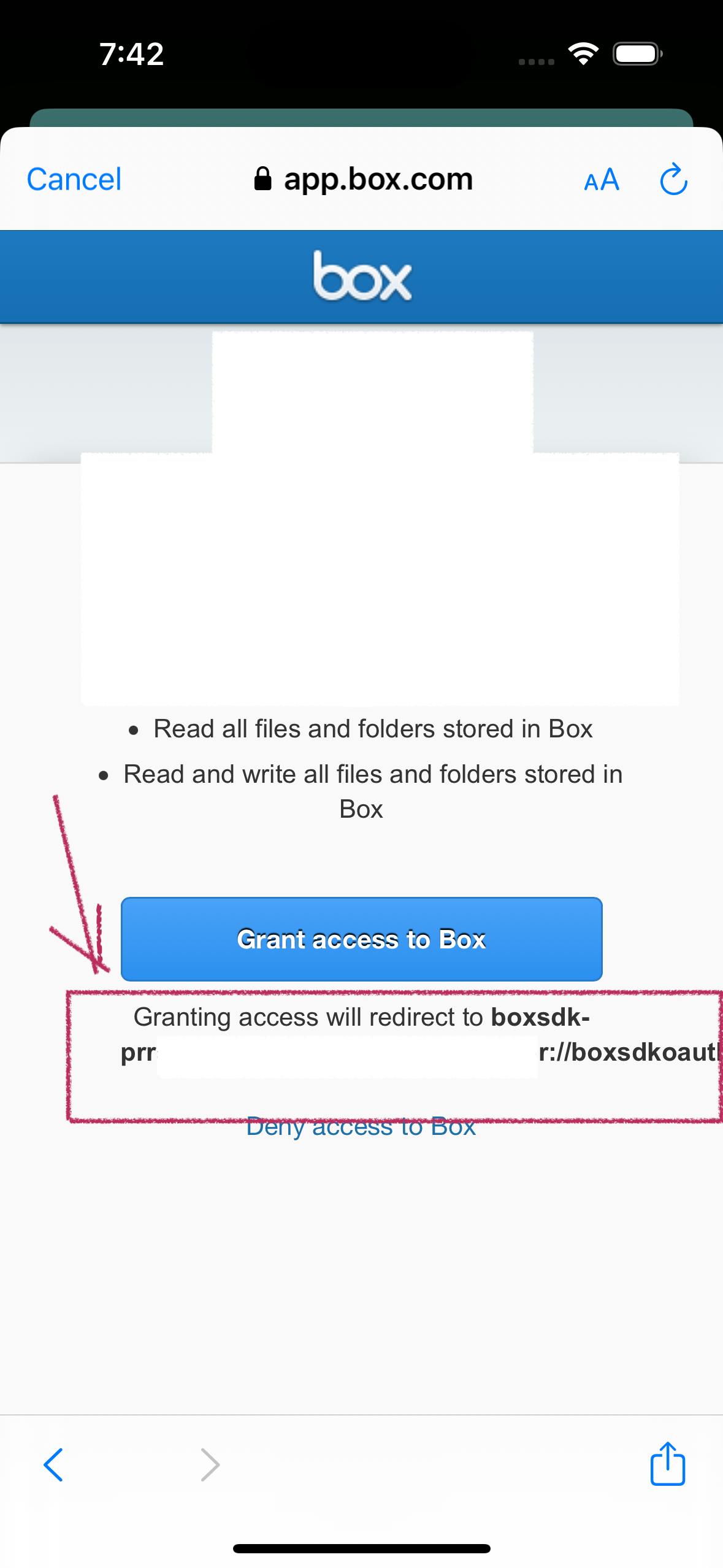 Redirect information on the grant access screen · Issue #874 · box/box-ios-sdk · GitHub