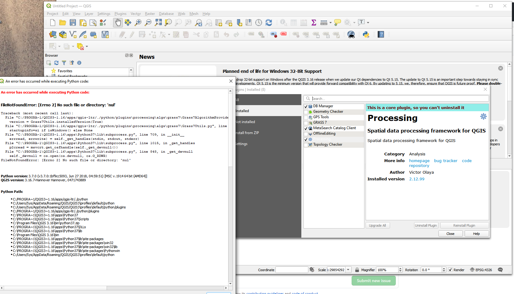Core Processing plugin Python Error similar to #29535 · Issue #43292 · qgis/QGIS · GitHub