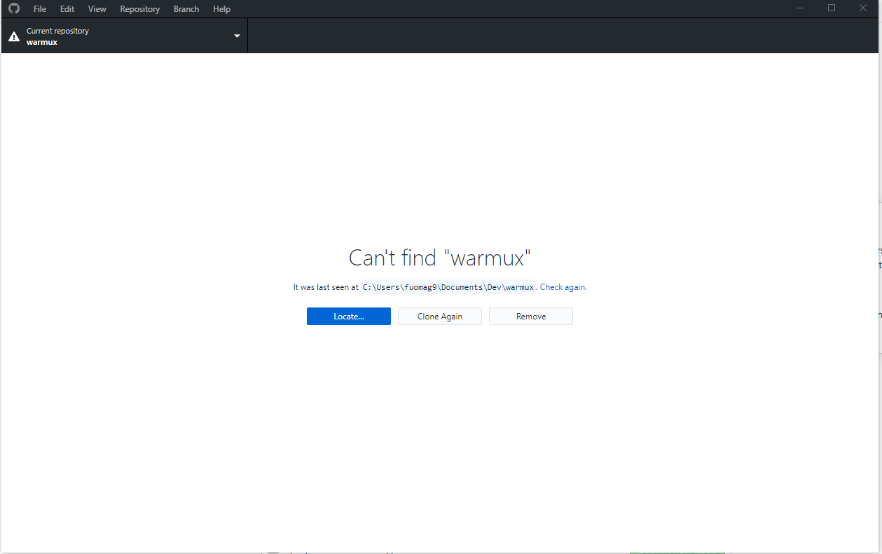 Github deskop doesn't find repo if diff of deleted files is too big ...