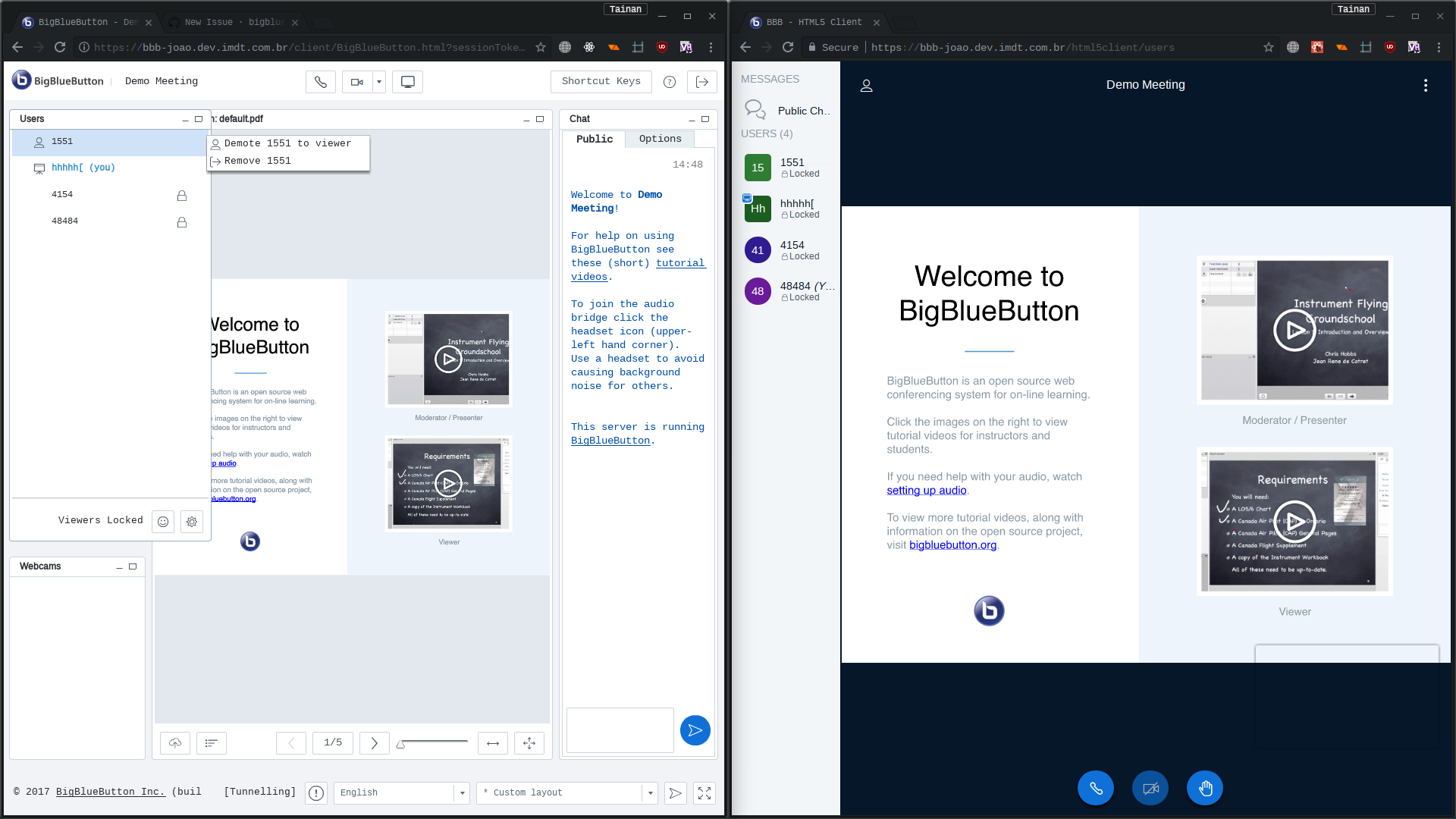 Moderator status ignored when locking on html5 · Issue #5041 · bigbluebutton/bigbluebutton · GitHub