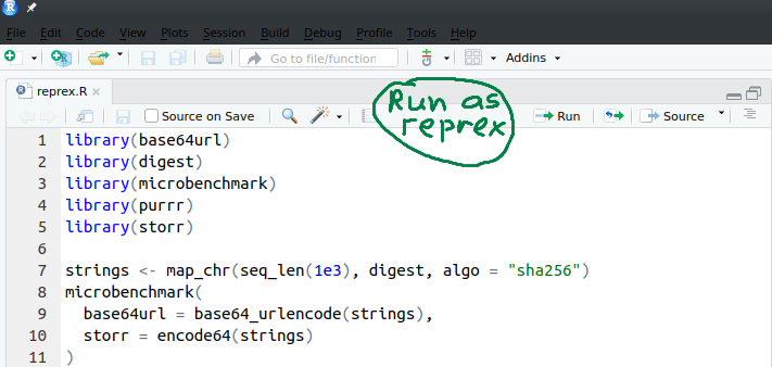 "Run as reprex" button? · Issue #4068 · rstudio/rstudio · GitHub