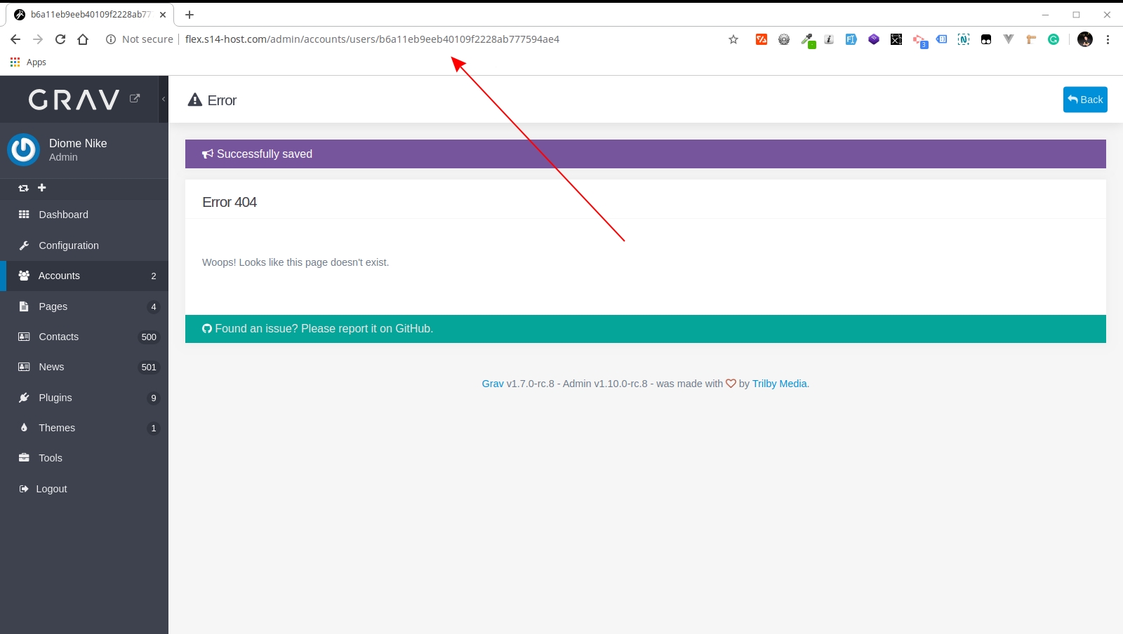 Grav admin add account appears to fail. · Issue #2872 · getgrav/grav · GitHub
