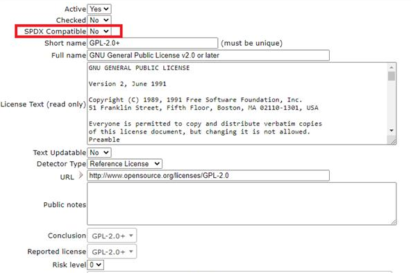 'Show License Info' button doesn't work with spdx file export from FOSSology when there is a ...
