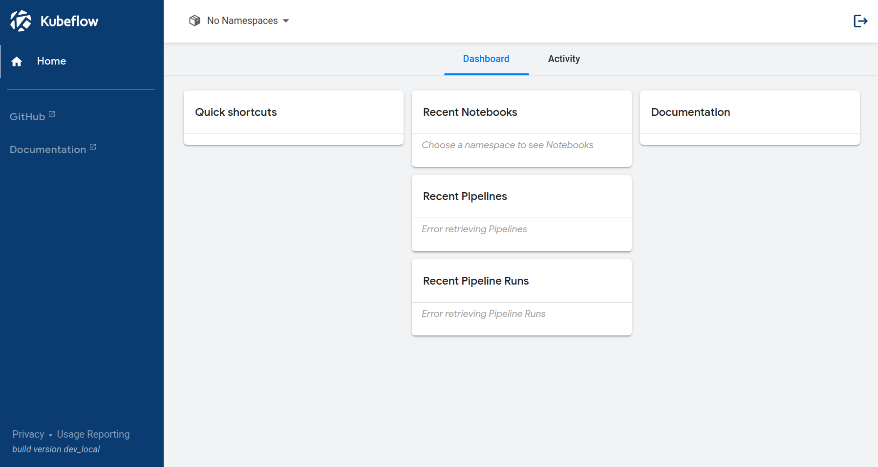Kubeflow Ui No Profile In The Dashboard When Using Rest Api Proxy Kubectl Proxy · Issue 