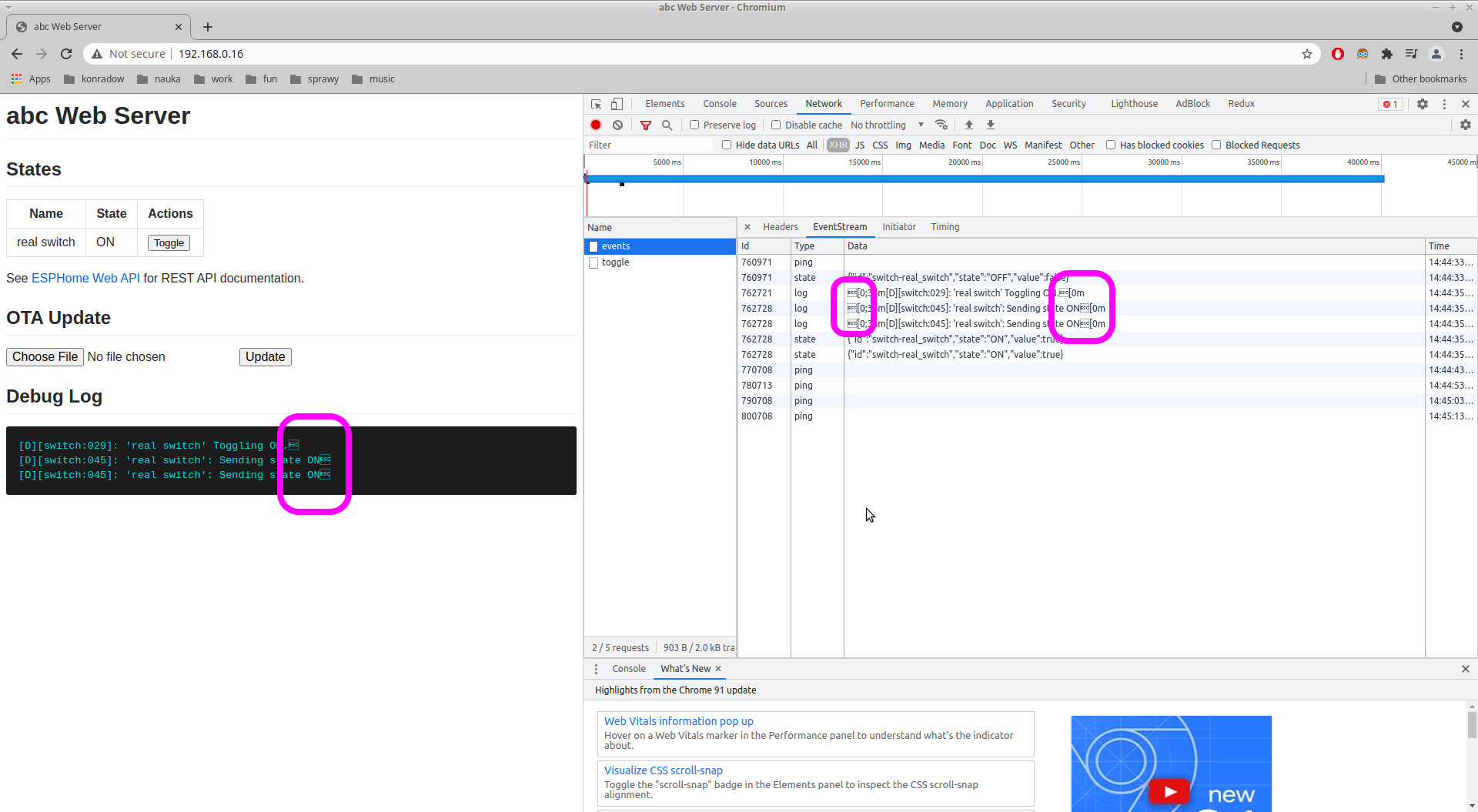 Weird ESC character in Web Server GUI logs · Issue #2190 · esphome/issues · GitHub