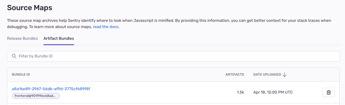 Notify users about the 90 days TTL of artifact bundles · Issue #48853 · getsentry/sentry · GitHub