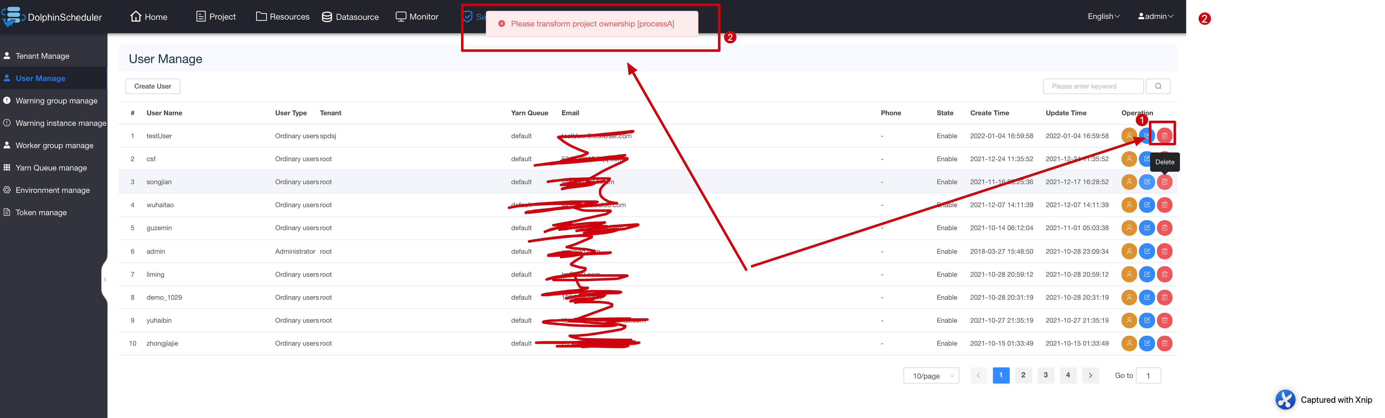 [BUG] process can not be modify after the user deleted · Issue #1296 · apache/dolphinscheduler ...