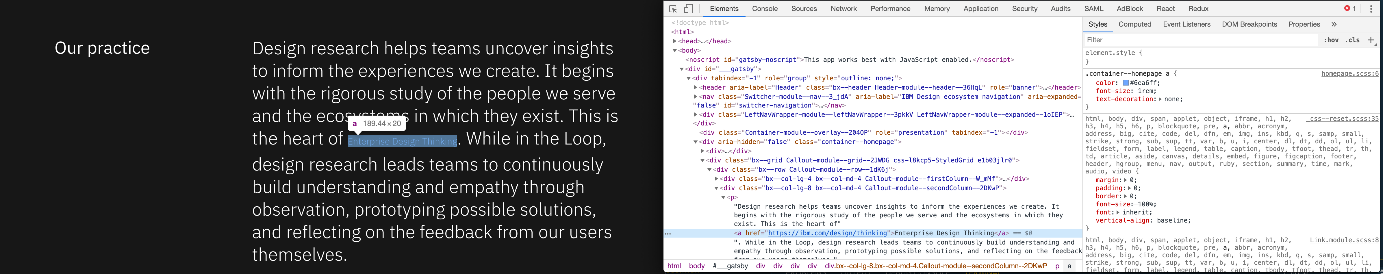 Font-size on homepage anchor tags · Issue #236 · carbon-design-system/gatsby-theme-carbon · GitHub