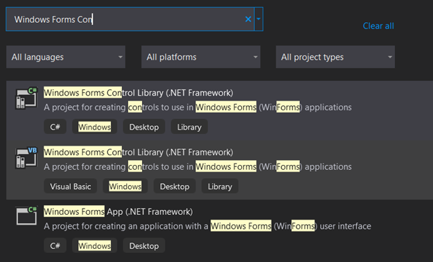 Add template for WinForms Control Library · Issue #3608 · dotnet/winforms · GitHub