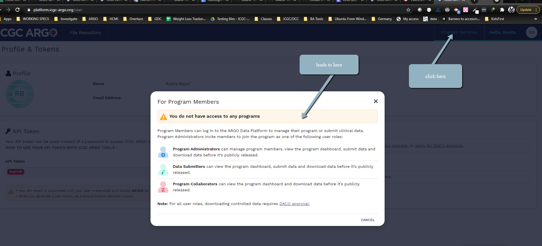 🐛 Program Services Modalload Not Working For Rdpc Member Role · Issue 1939 · Icgc Argo 