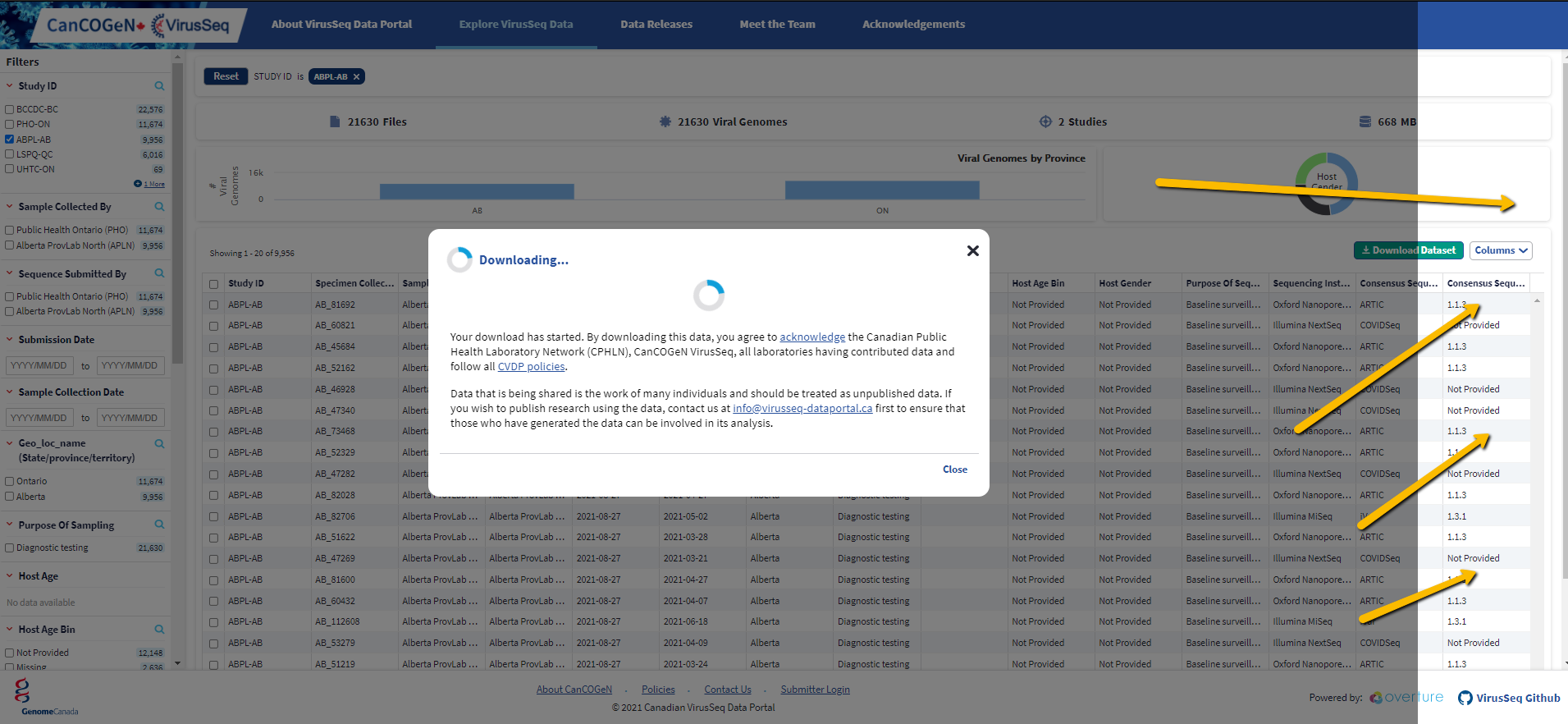 When downloading data, the fade does not cover all of the screen · Issue #92 · virusseq/portal ...