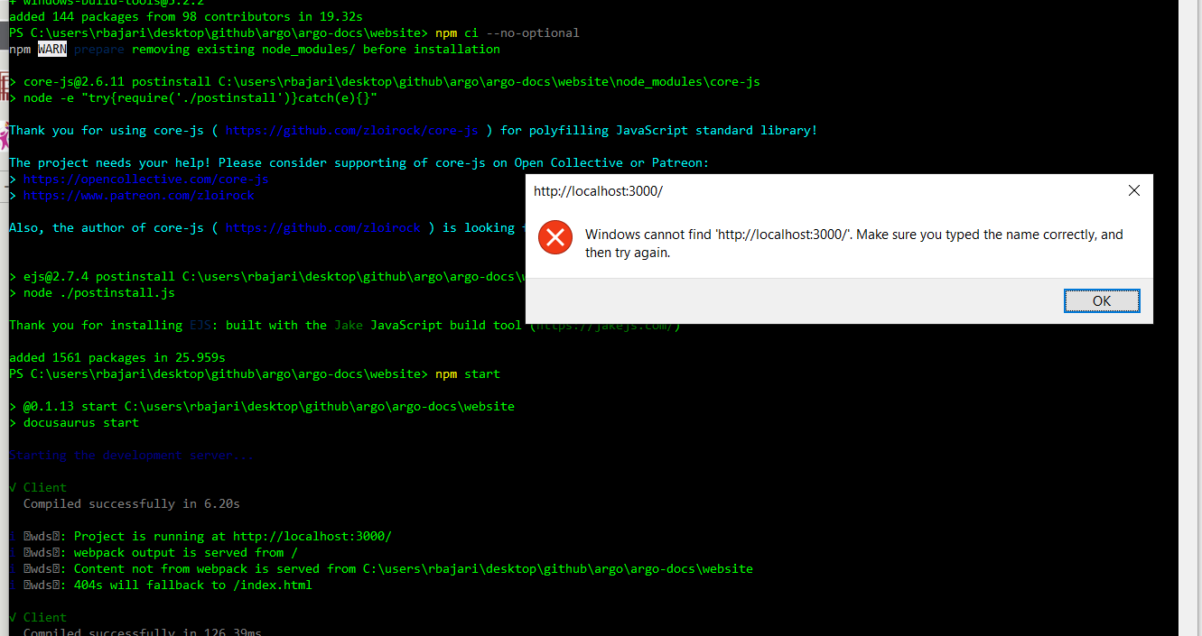 Cannot use docusaurus with windows with current dependency versions · Issue #2454 · facebook ...