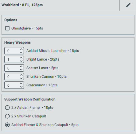 Wraithlord support weapons is missing shuriken catapult from 'Flamer ...