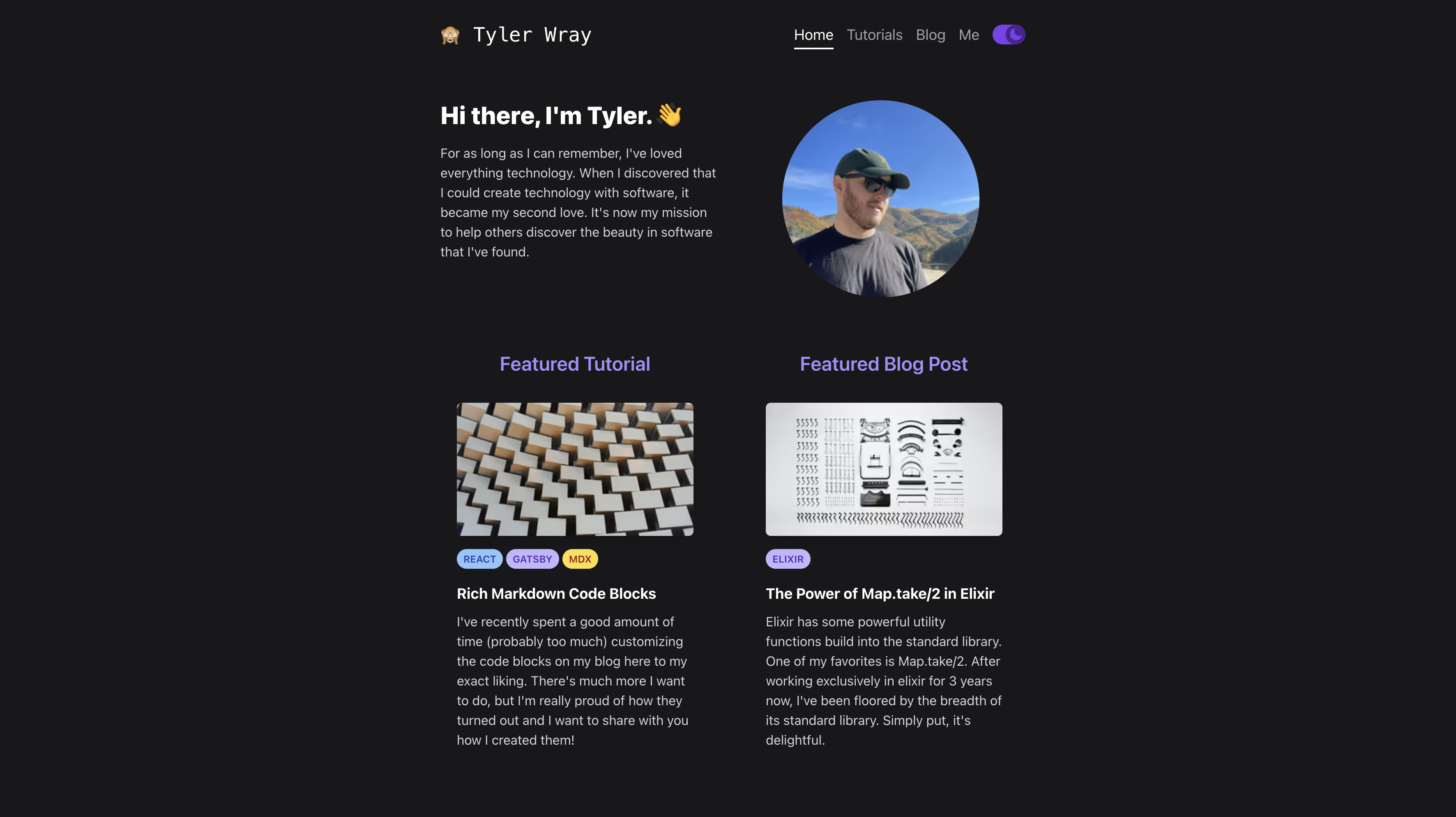 SHOWCASE: Tyler Wray - Personal Site · Issue #460 · withastro/astro.build · GitHub