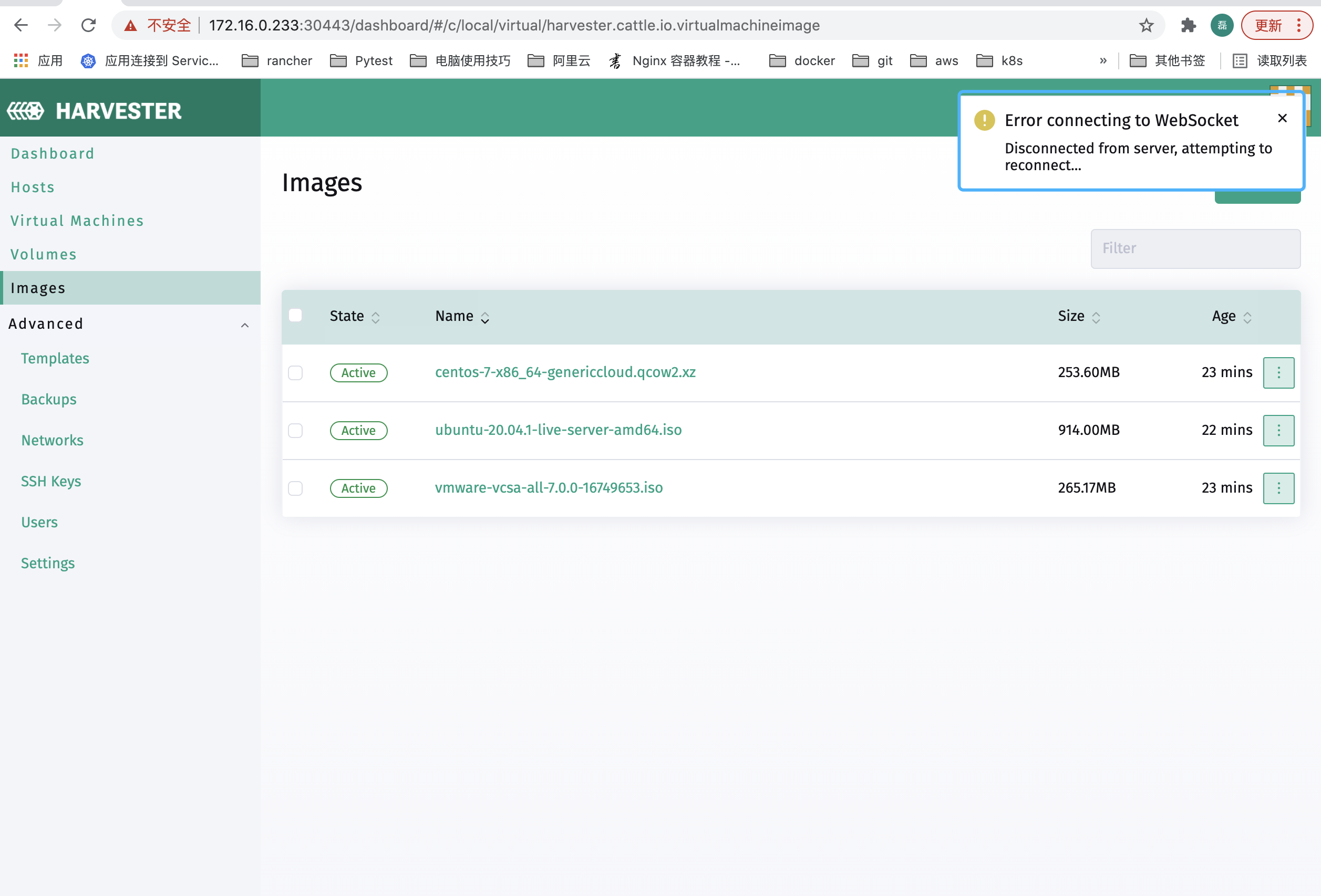 [FEATURE] Add websocket disconnection prompt · Issue #638 · harvester ...