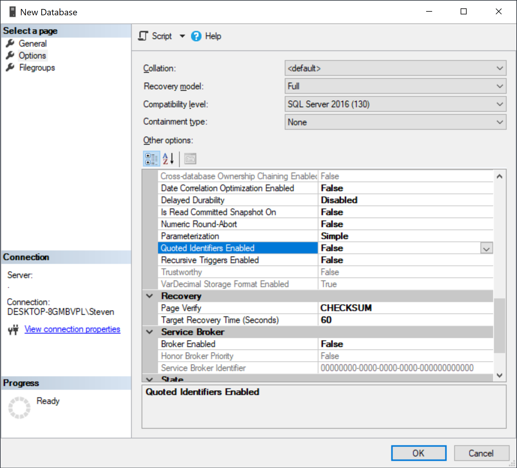 Filtered index requires QUOTED_IDENTIFIER in generated scripts · Issue ...