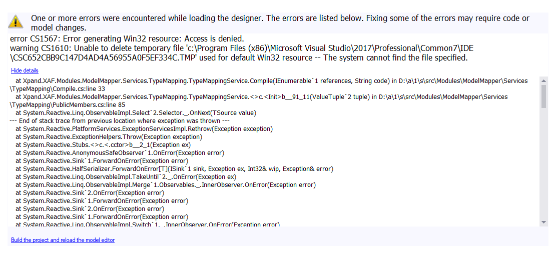 Model editor fails to load when XpandSystemAspNetModule is used and 2 dx version installed ...