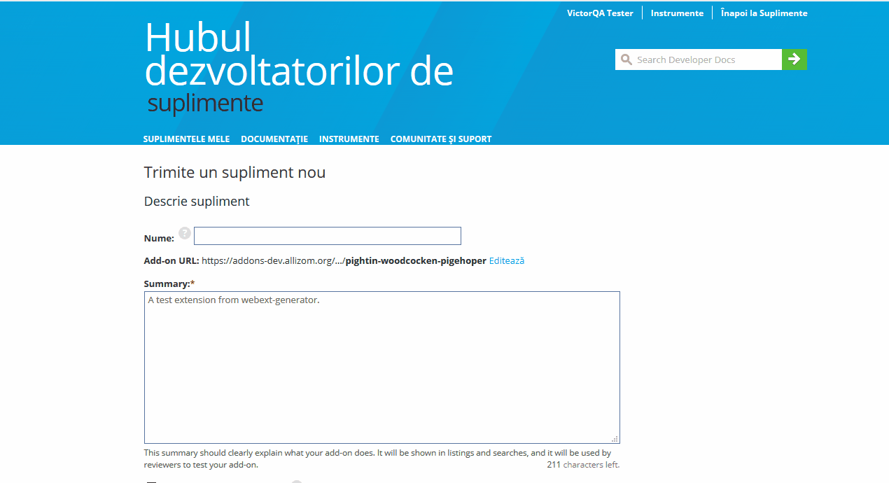 "Oops..." page returned when trying to submit extensions with empty name for some languages ...