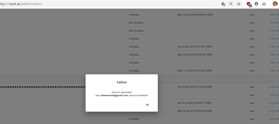 Admin: Not able to delete account · Issue #2726 · fossasia/susi.ai · GitHub
