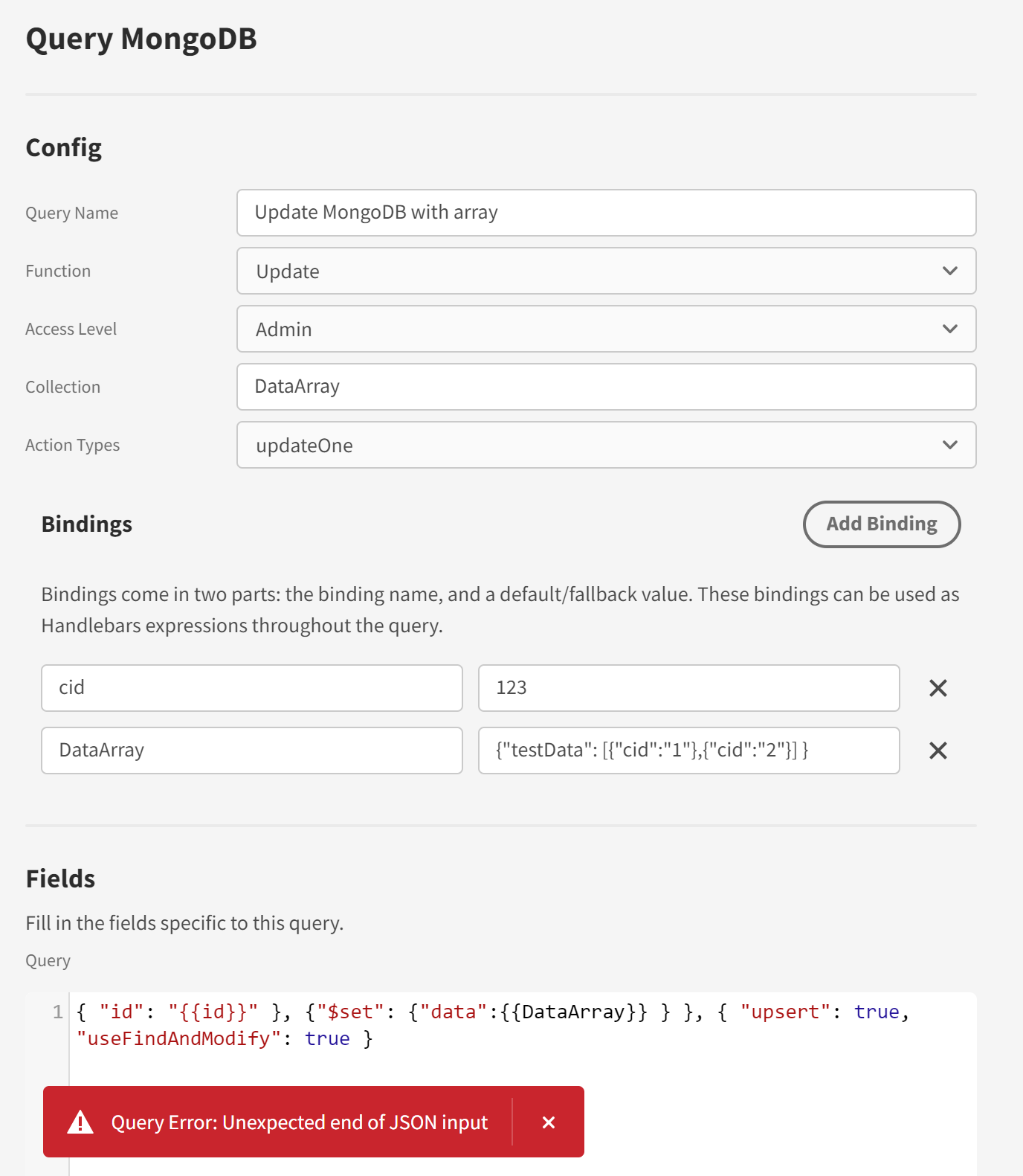 Urgent!: Query Error: Unexpected end of JSON input (MongoDB) · Issue #7057 · Budibase/budibase ...