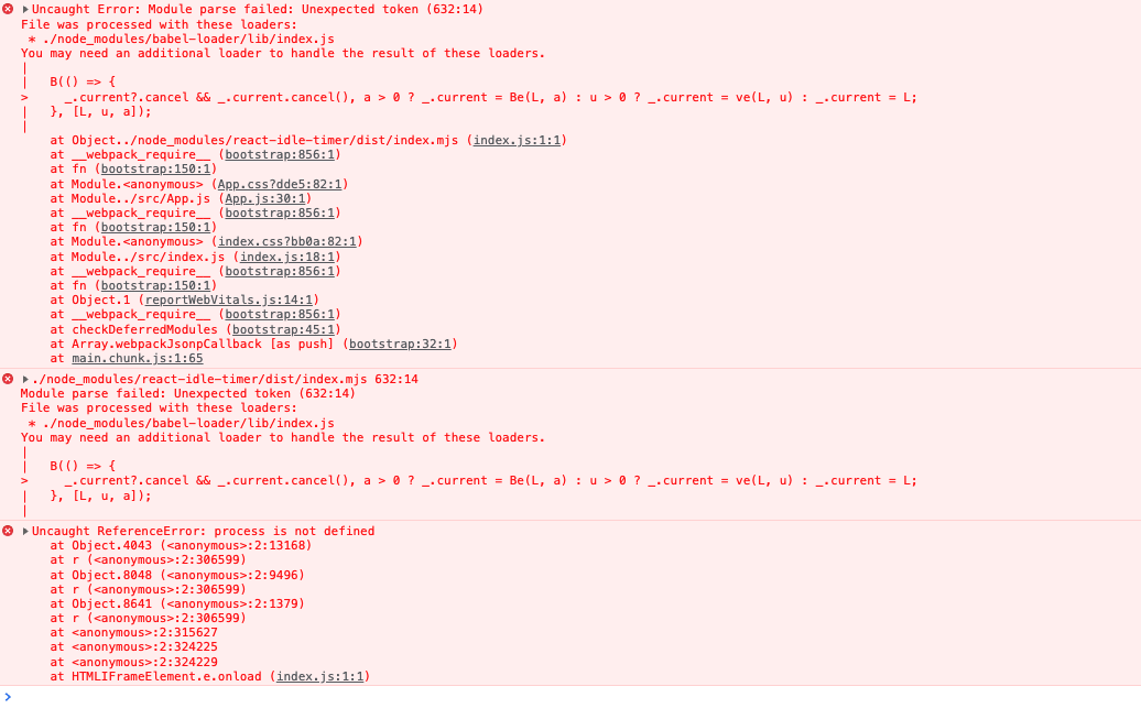 Mjs File Breaking Cra On React Idle Timer V5 Release · Issue 213 · Supremetechnopriest React