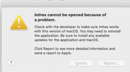 [Bug] Cannot open on MacOS 10.15.7 Catalina · Issue #664 · WerWolv/ImHex · GitHub