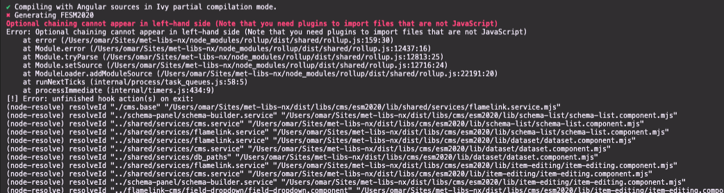 Optional chaining cannot appear in left-hand side · Issue #4420 · rollup/rollup · GitHub