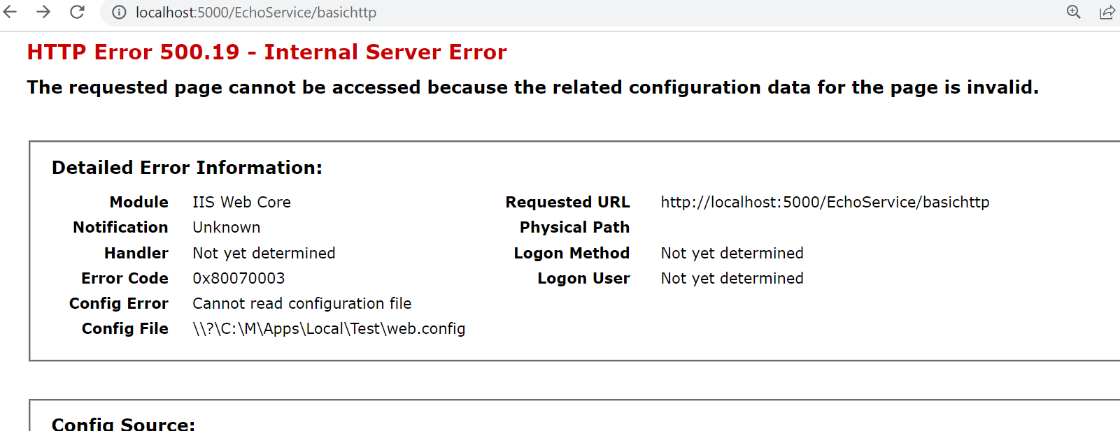 Walkthrough not working : HTTP Error 500.19 - Internal Server Error · Issue #759 · CoreWCF ...