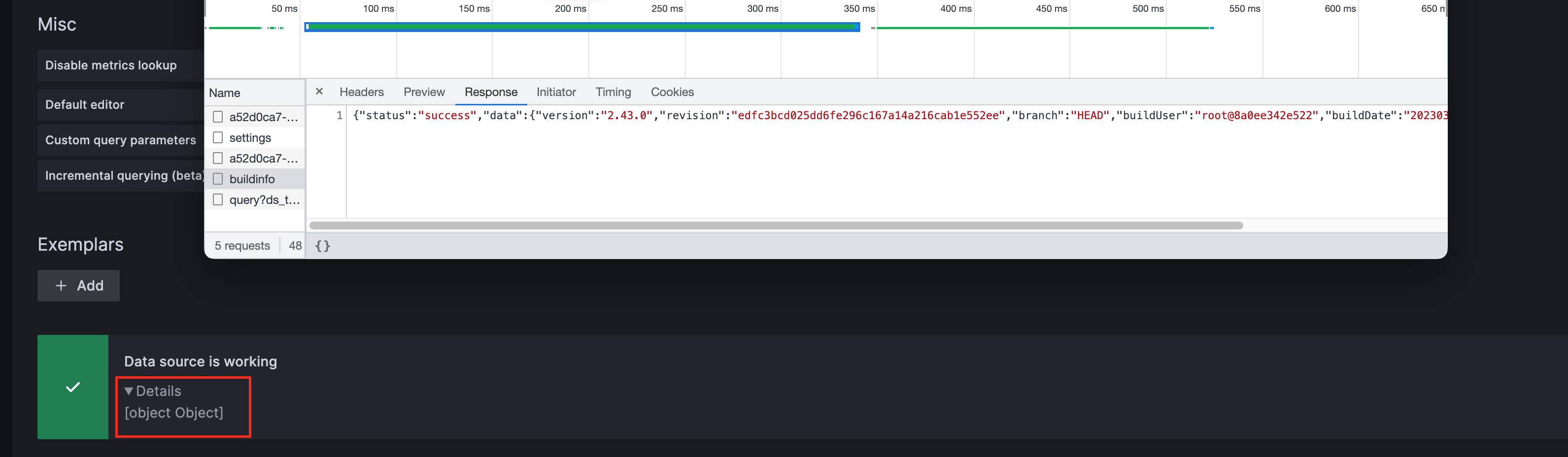 Prometheus Buildinfo Is Not Deserialized Correctly On The Datasource