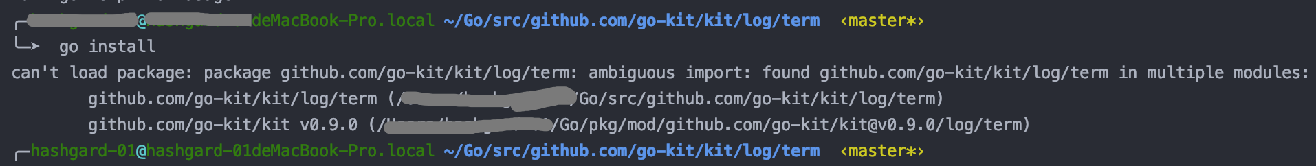 ambiguous import: found github.com/go-kit/kit/log/term in multiple modules: · Issue #934 · go ...