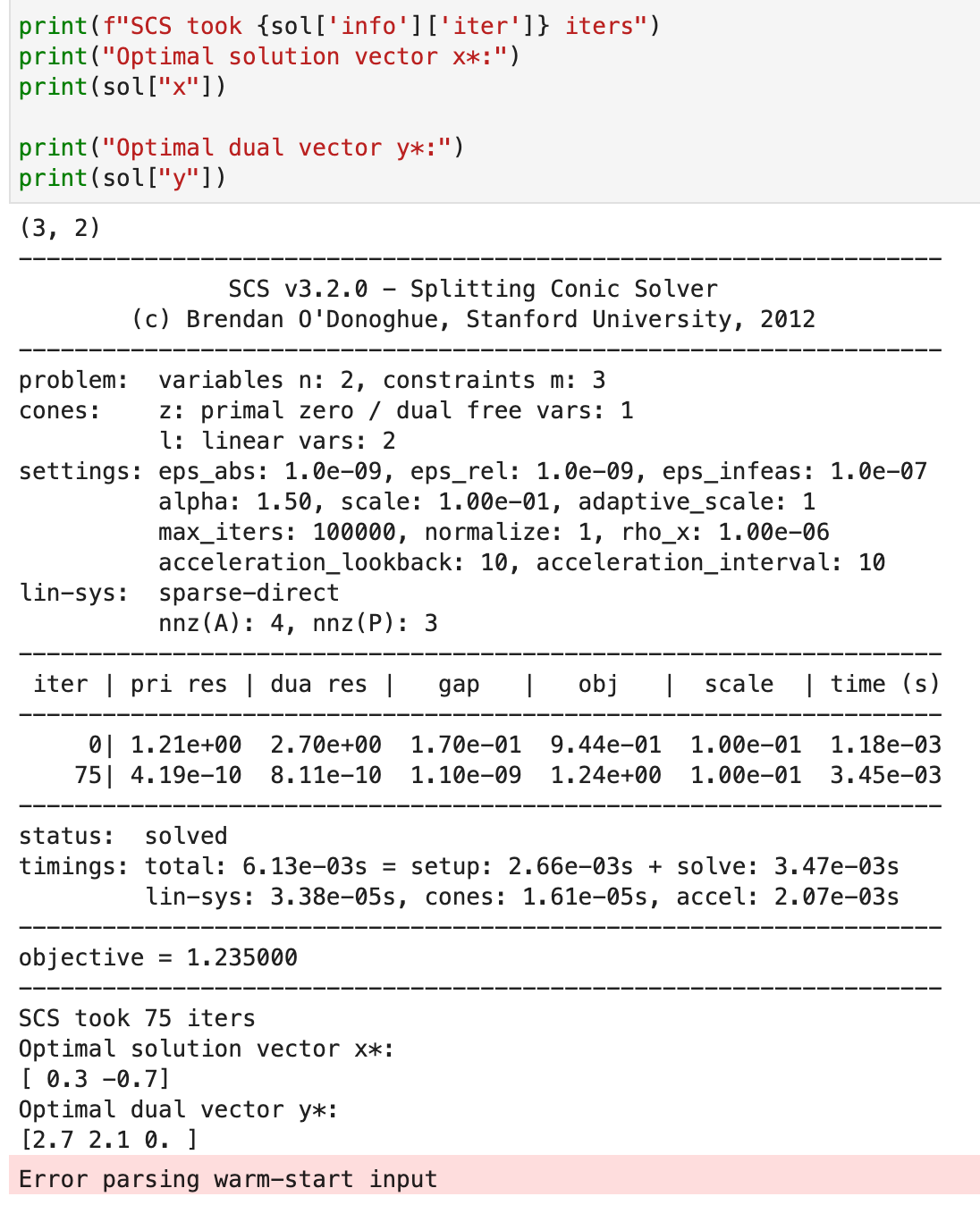 How To Choose Start Point For Warm Start · Issue 209 · Cvxgrp Scs · Github