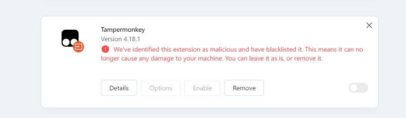 TM is identified as a malicious extension in Opera 95.0.4635.46 · Issue #1710 · Tampermonkey ...