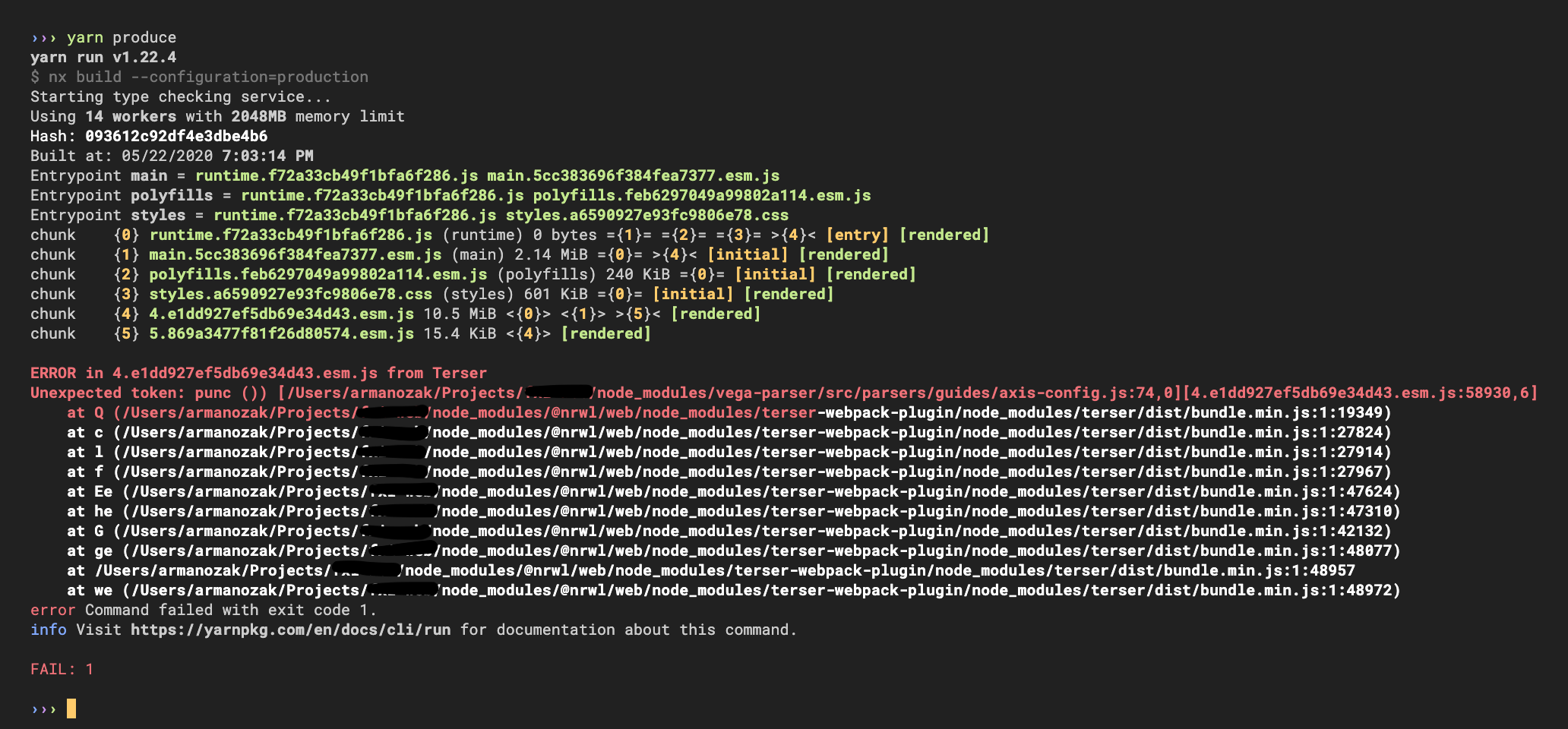 Terser Webpack Plugin exits with error due to trailing comma in vega-parser package · Issue ...