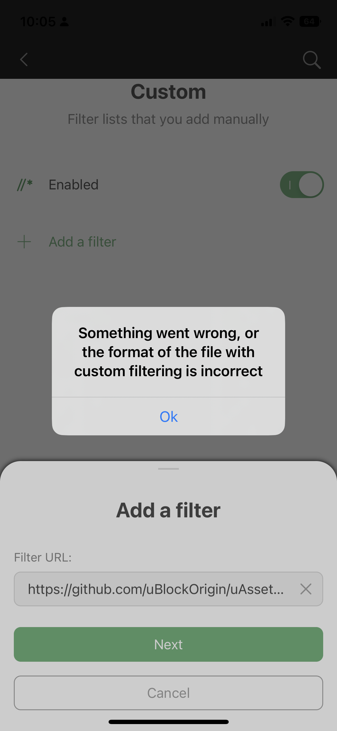 Unable to subscribe to certain uBo filters · Issue #2074 · AdguardTeam/AdguardForiOS · GitHub