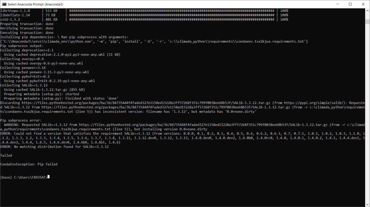 [climada_python/requirements/env_climada.yml] ERROR: No matching disctribution found for SALib ...