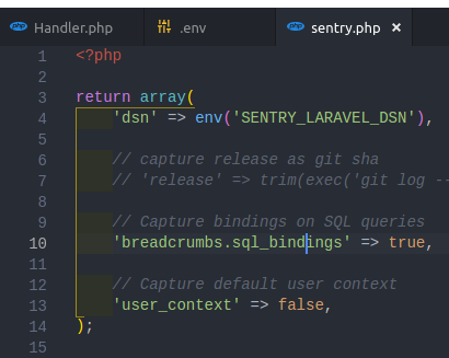 Missing server, project and keys · Issue #127 · getsentry/sentry-laravel · GitHub