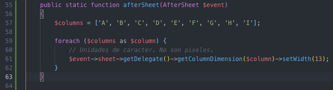 version 3.0 how to control column width · Issue #1779 · SpartnerNL/Laravel-Excel · GitHub