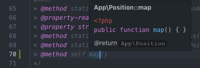 Support self/static with @method · Issue #480 · bmewburn/vscode-intelephense · GitHub