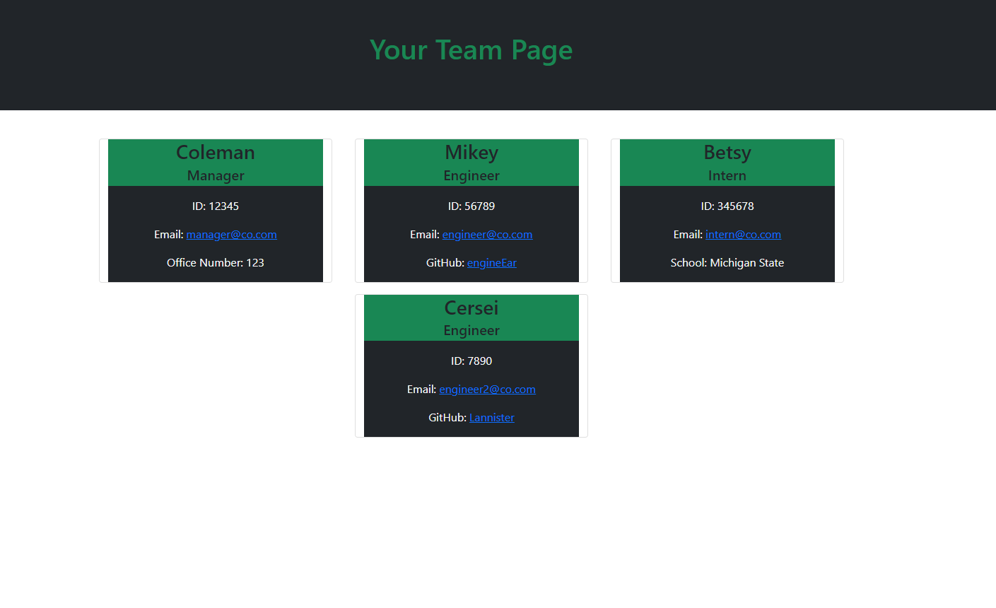 GitHub - coleleg/team-page-generator