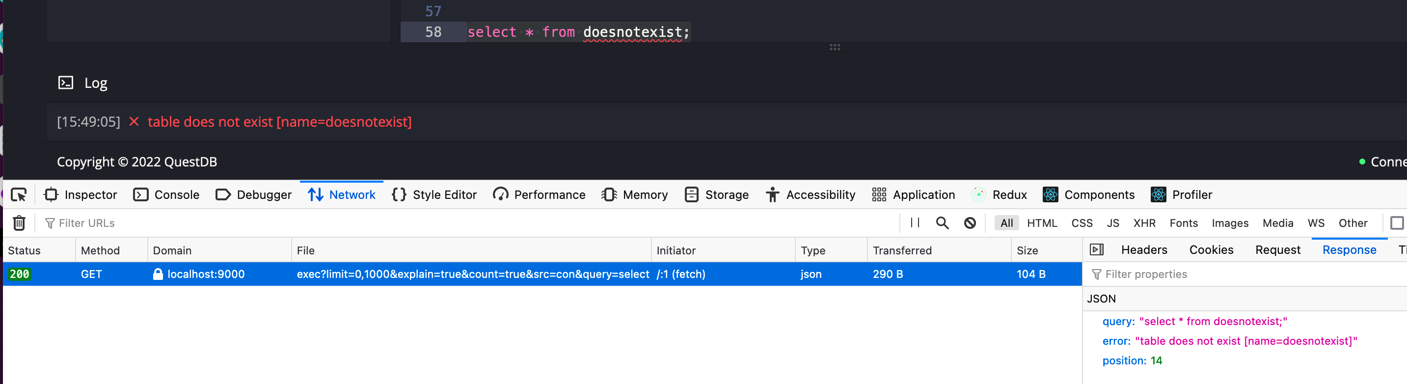 Webconsole Reports Questdb Not Reachable When There Is Sql Execution Error · Issue 2062 2755
