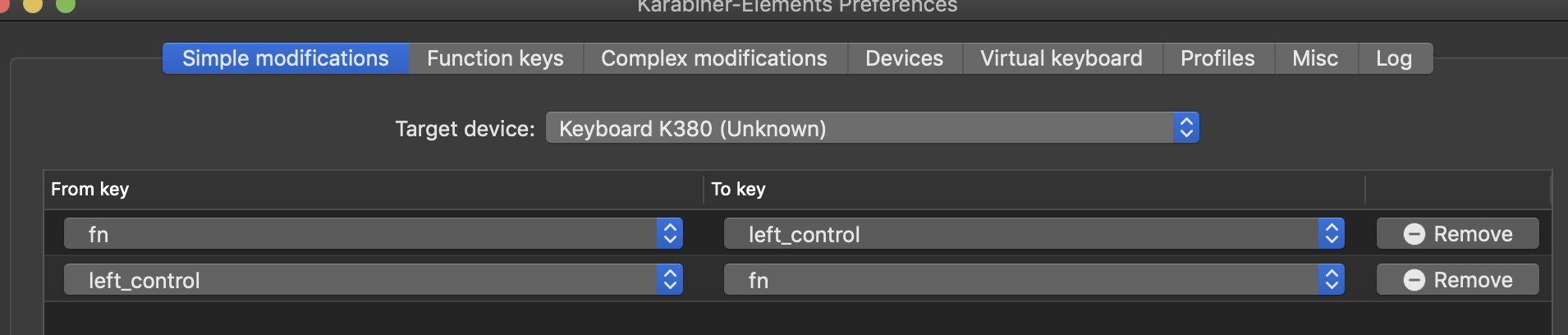 Switch left_ctrl and fn on K380 cause f5 key not working · Issue #2333 · pqrs-org/Karabiner ...