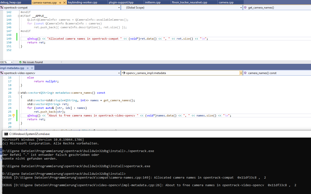 Memory Management Issues - Asserts Triggered in Allocator · Issue #1470 · opentrack/opentrack ...