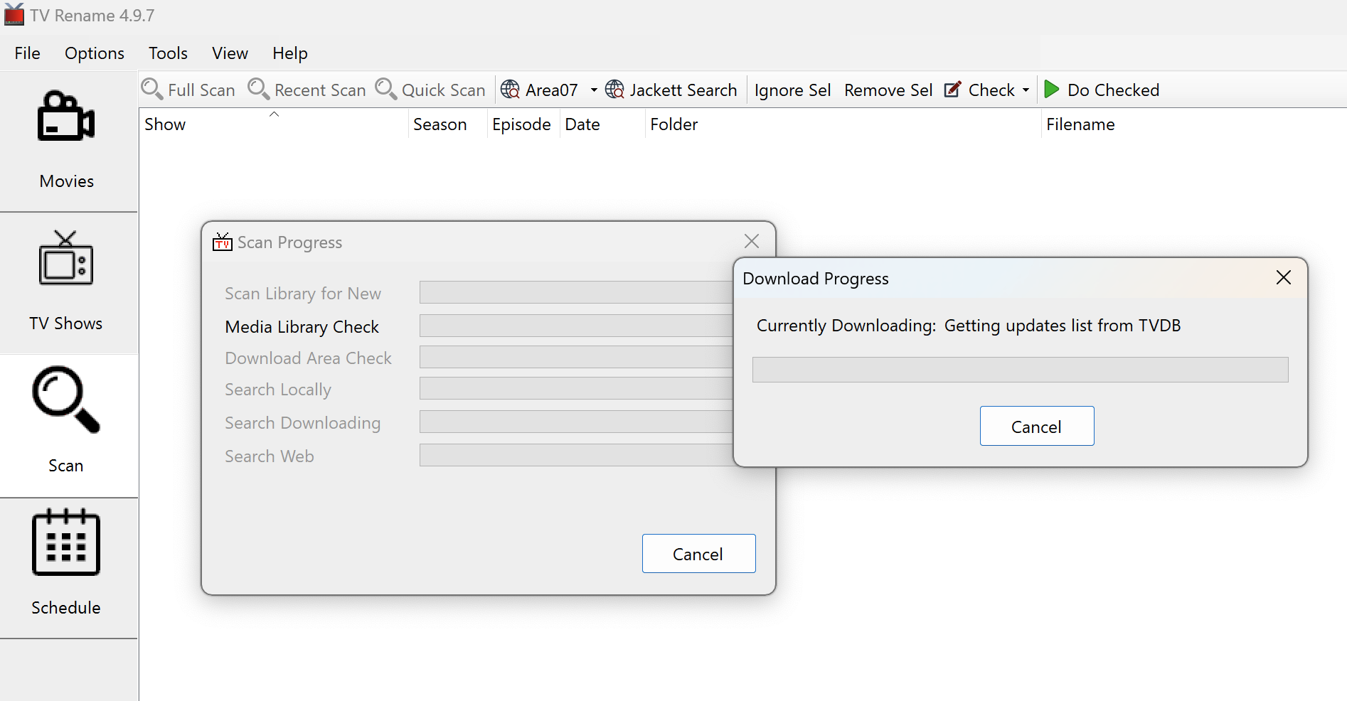 The scan gets stuck and doesn't download data from TVDB · Issue #964 · TV-Rename/tvrename · GitHub