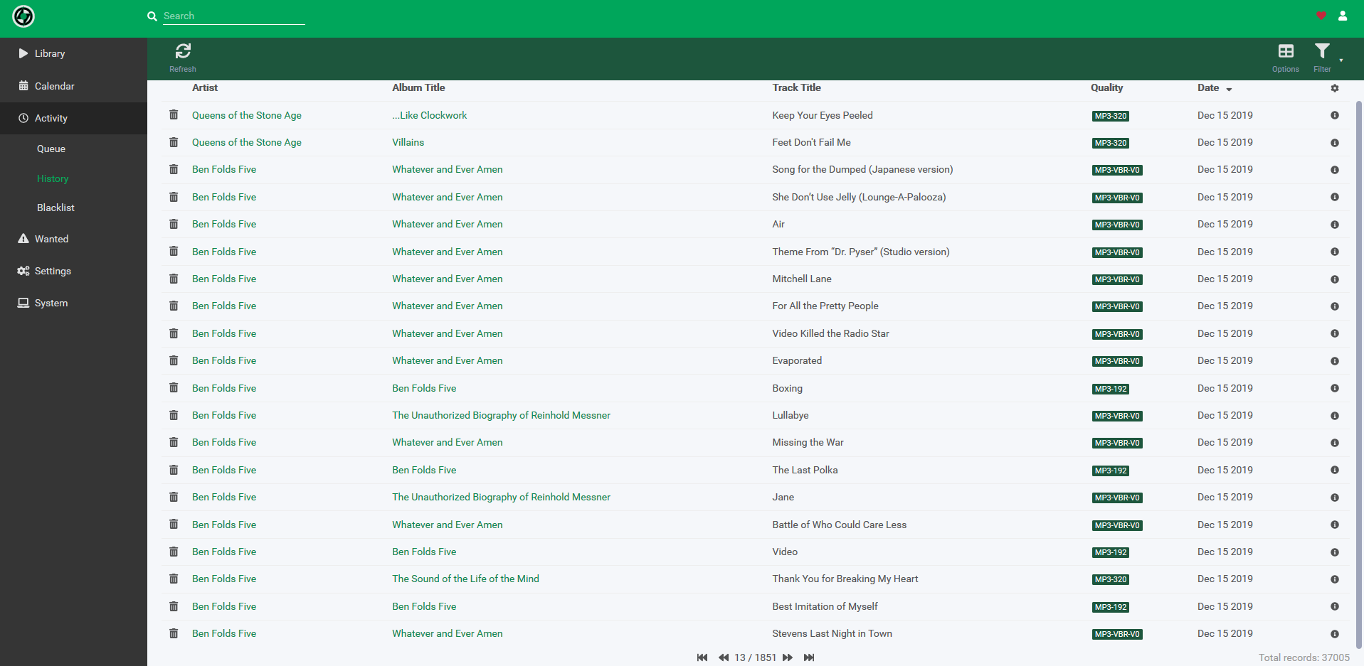 History shows repeating "Track file deleted" over multiple days · Issue ...